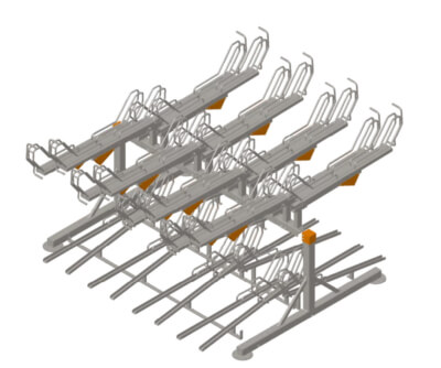 Two-Tier Bike Racks gas assisted. Double stand bike racks - manufacturer
