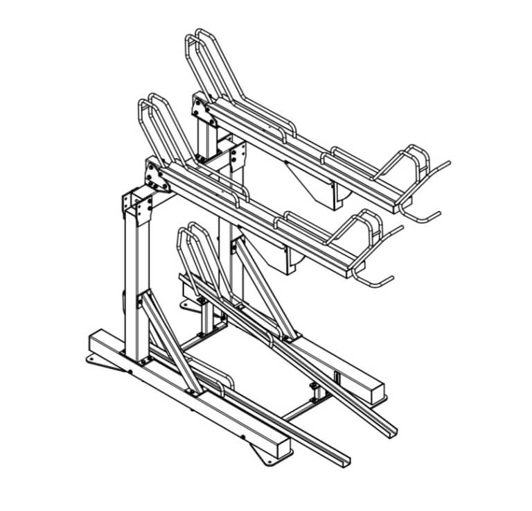 Two-Tier Bike Racks gas assisted. Double stand bike racks - manufacturer