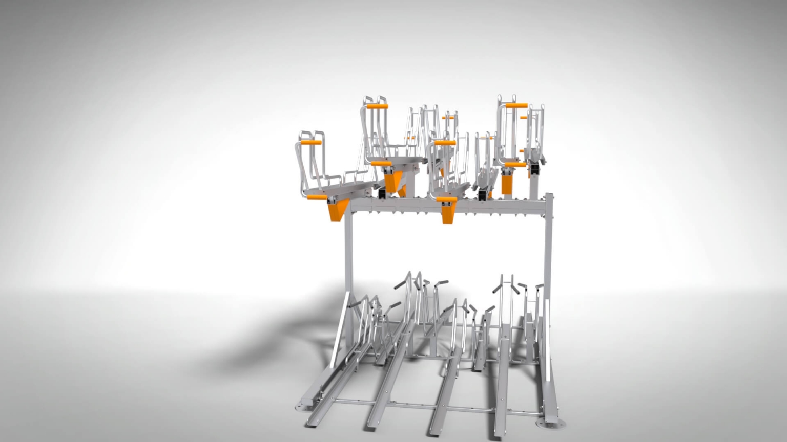 Two-Tier Bike Racks gas assisted. Double stand bike racks - manufacturer