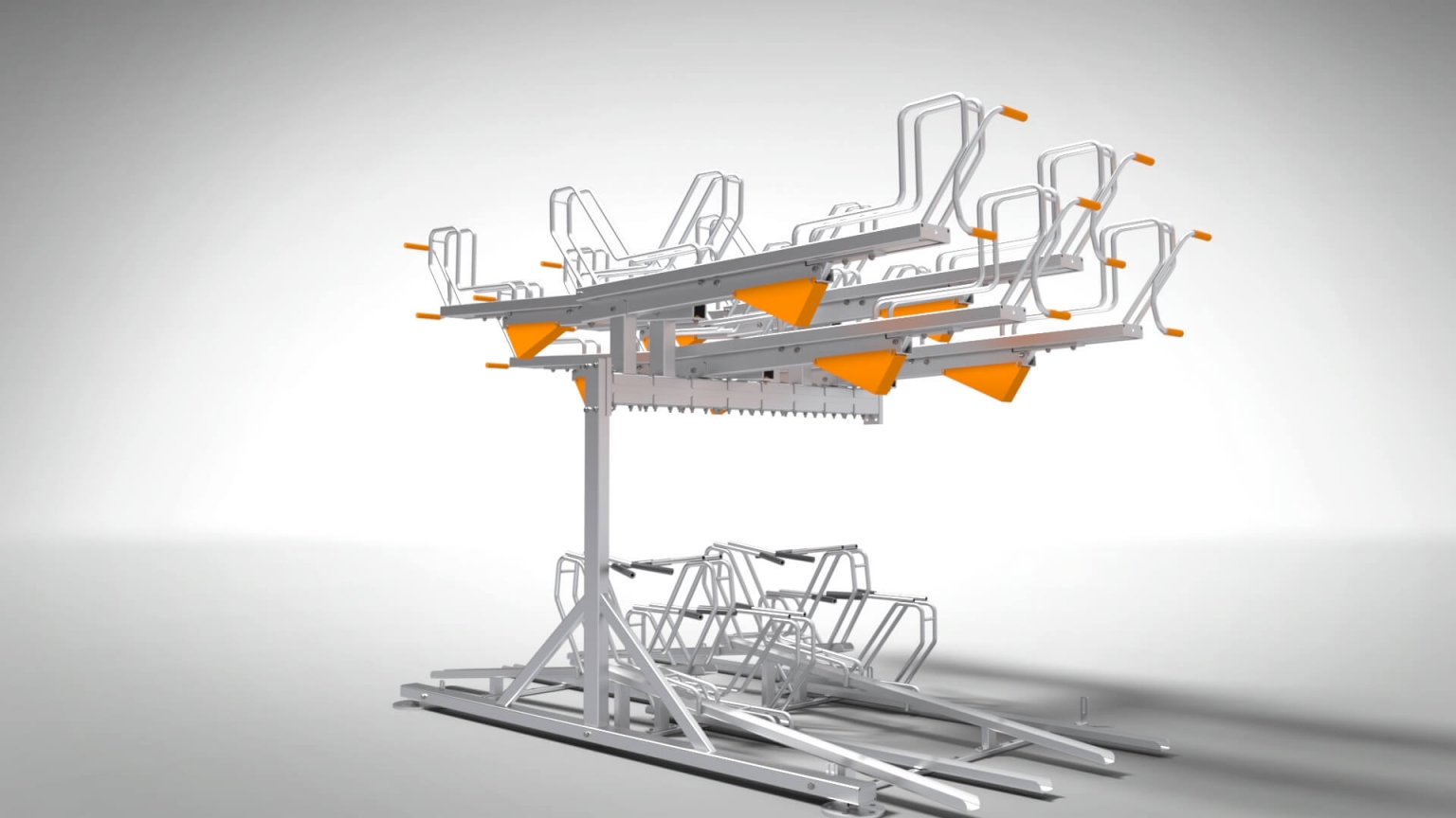 Two-Tier Bike Racks gas assisted. Double stand bike racks - manufacturer